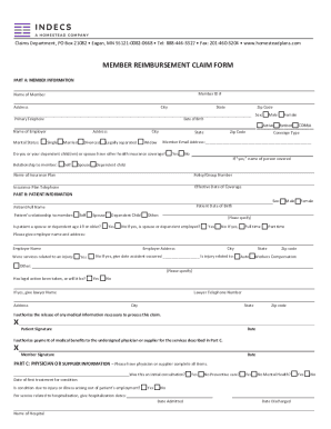Fillable Online INDECS Member Reimbursement Claim Form - OU Health Plan ...