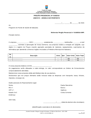 ANEXO II - MODELO DE PROPOSTA Doc Template | pdfFiller