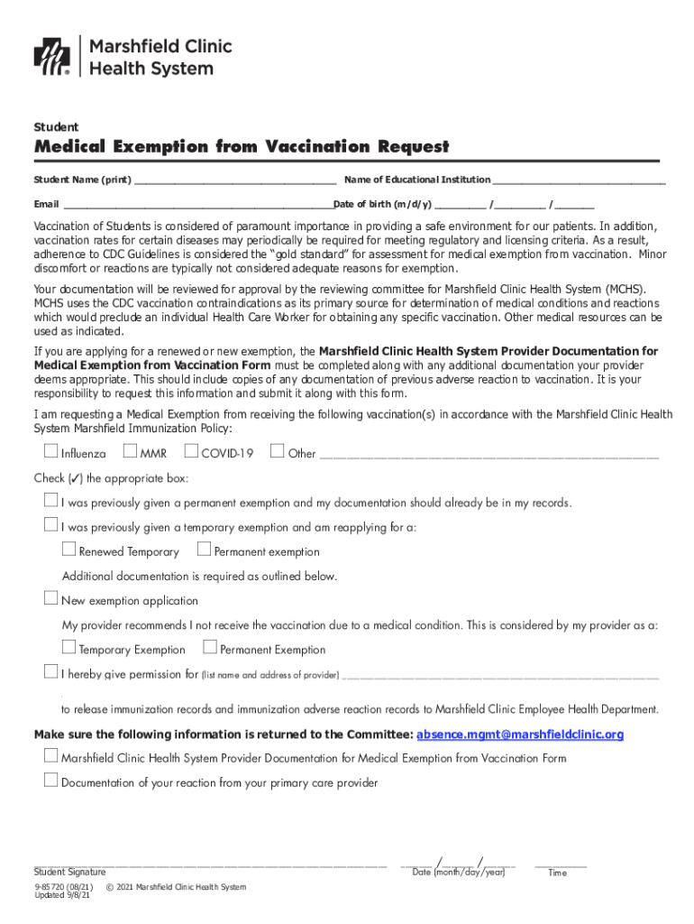 Fillable Online request for medical exemption to immunization and/or ...