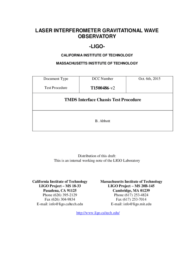 Fillable Online laser interferometer gravitational-wave observatory - LIGO DCC Fax Email Print ...