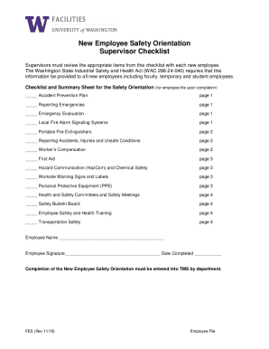 Fillable Online Sample New Employee Safety Checklist Fax Email Print ...