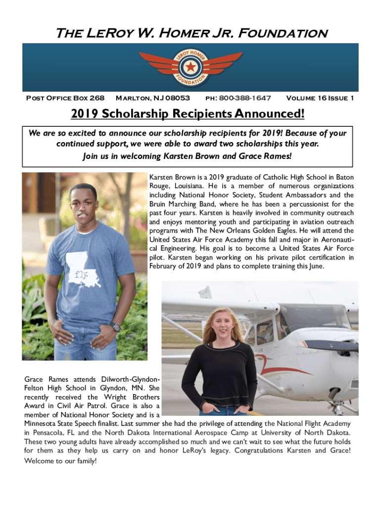 Fillable Online Current Recipients - The LeRoy W. Homer Jr. Foundation Fax Email Print - pdfFiller