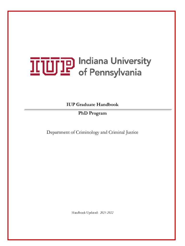 Fillable Online IUP Graduate Handbook PhD Program Department of ... Fax ...