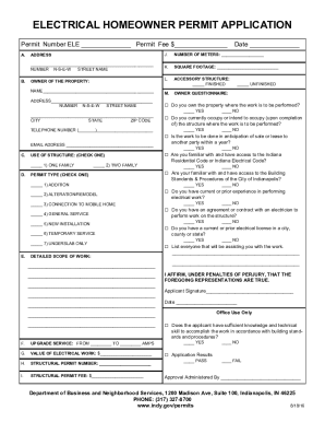 Fillable Online ELECTRICAL HOMEOWNER PERMIT APPLICATION Fax Email Print ...