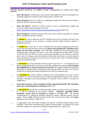 Fillable Online RPT Checklist for Department Heads-Chairs Fax Email ...