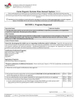 Fillable Online Wild Harvest Organic System Plan Annual Update - TCO ...