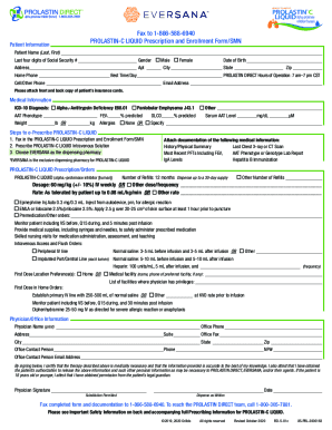 Fillable Online PROLASTIN-C LIQUID Prescription and Enrollment Form ...
