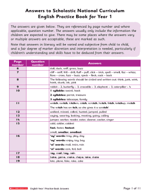 Fillable Online Answers to Scholastic National Curriculum English ...