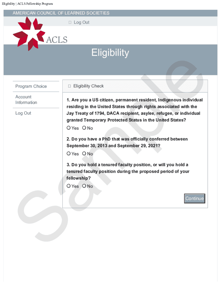 Fillable Online ACLS Fellowship ProgramACLS Online Fellowship and Grant ...