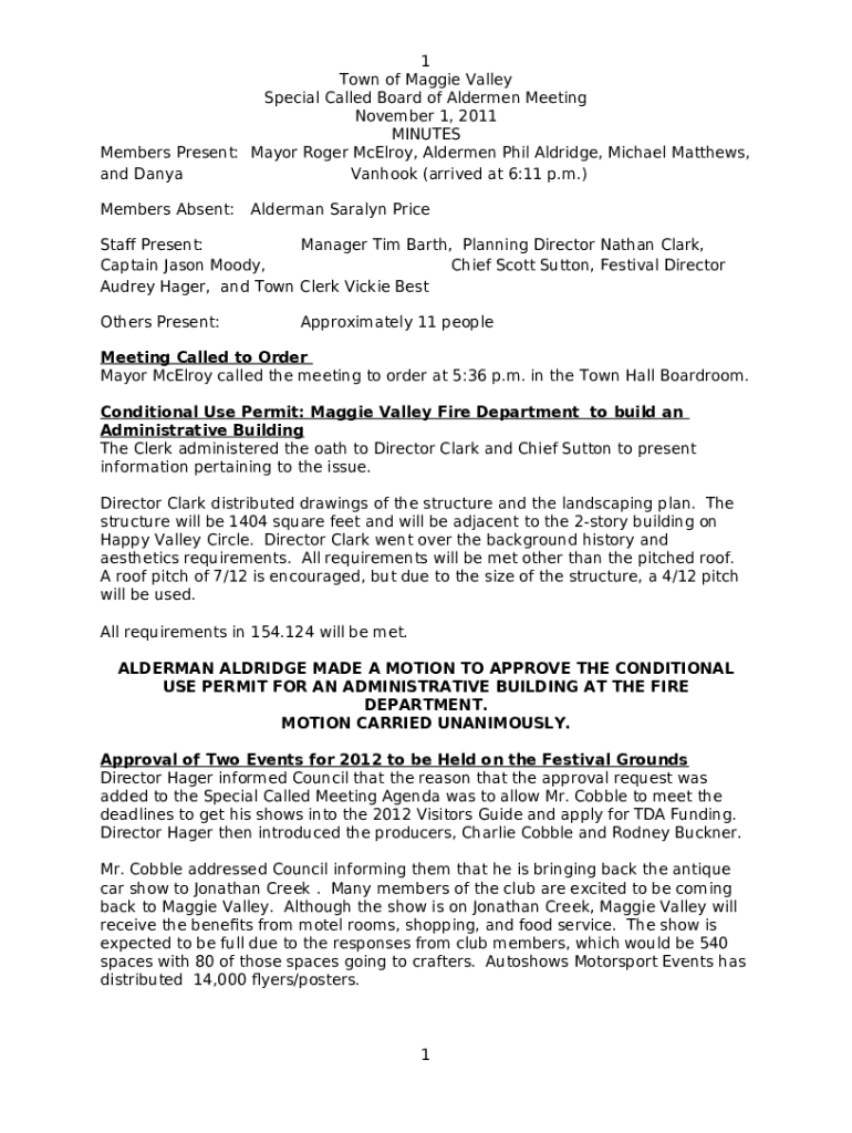 Members Present:Mayor Roger McElroy, Aldermen Phil Aldridge, Michael ...