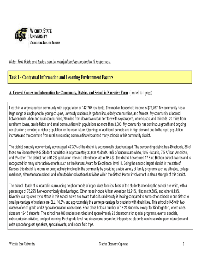 Fillable Online Contextual factors for learning form task 1 - Studocu Fax Email Print - pdfFiller