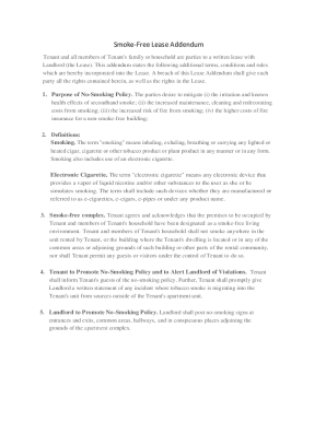 Fillable Online NON-SMOKING LEASE ADDENDUM The Resident and all ... Fax ...