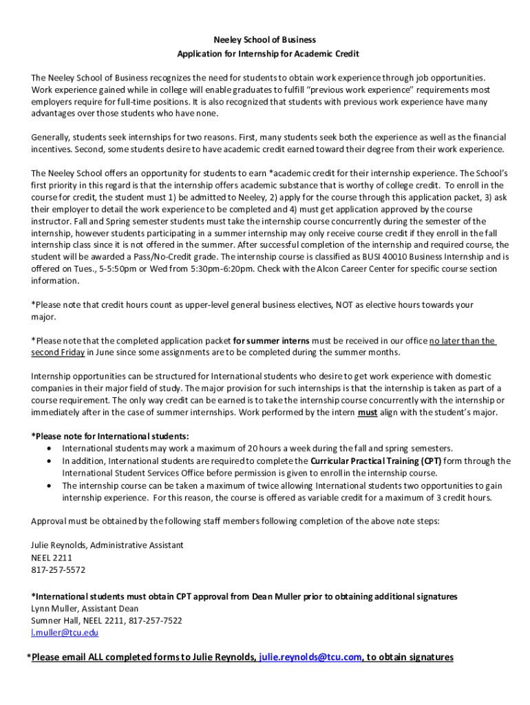 Fillable Online neeley tcu *Please email ALL completed forms to Julie ...