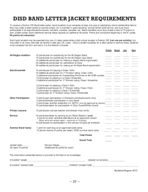 Fillable Online Fillable Online DENTON ISD BAND LETTER JACKET ... Fax Email Print - pdfFiller
