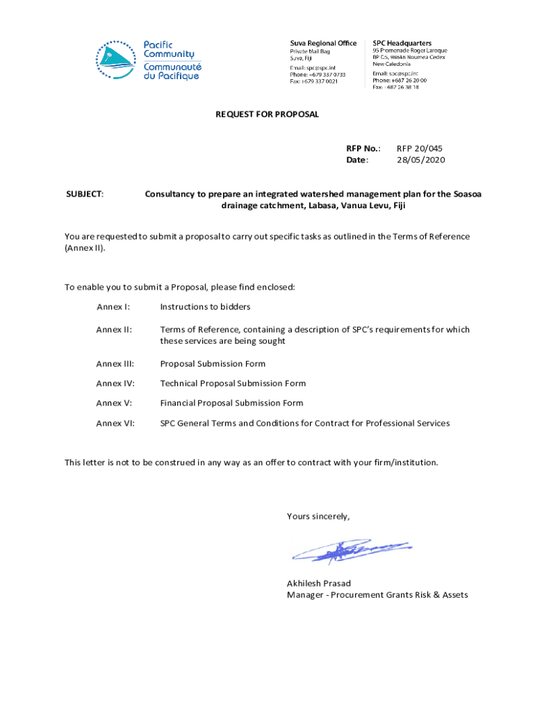 Fillable Online REQUEST FOR PROPOSAL RFP No.: RFP 20/045 Date Fax Email Print - pdfFiller