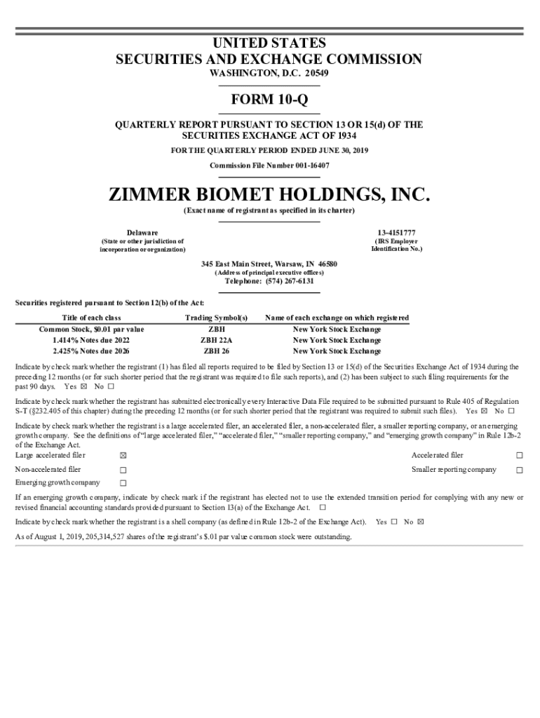 Fillable Online Annual Reports - Zimmer Biomet's Investor Relations Fax ...