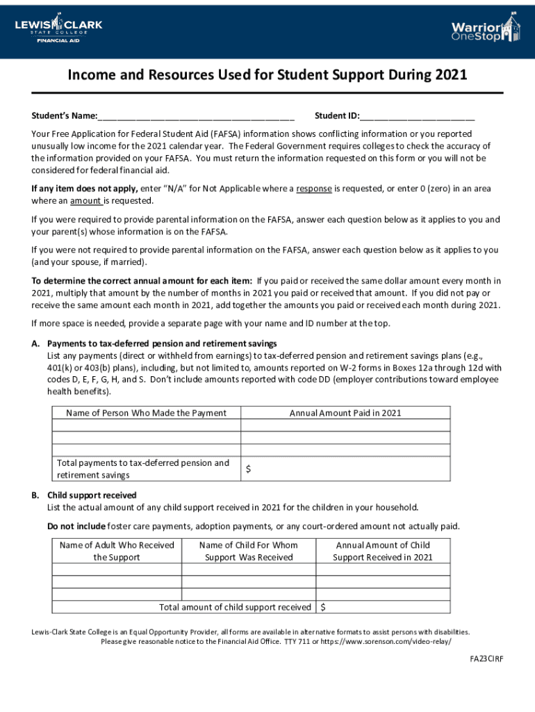 Fillable Online 2023-2024 Income-Resources Form Fax Email Print - pdfFiller