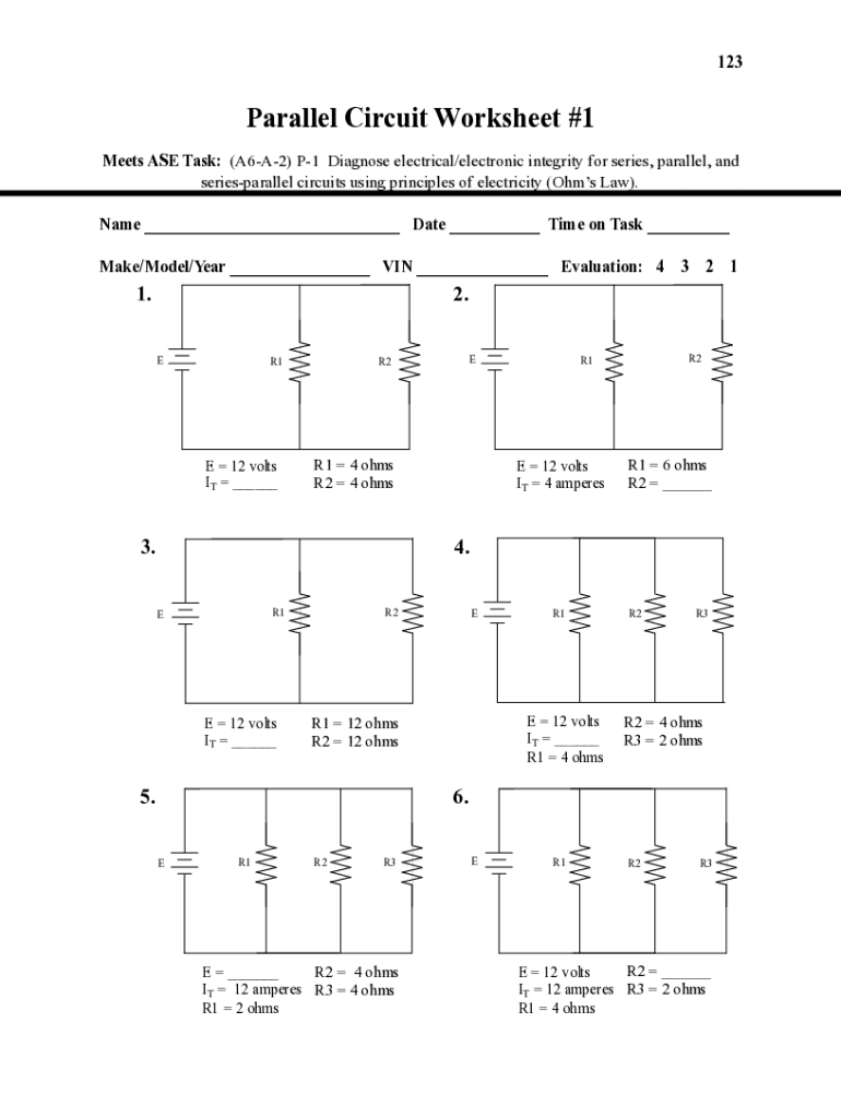 Fillable Online Parallel DC Circuits Practice Worksheet With Answers Fax Email Print - pdfFiller