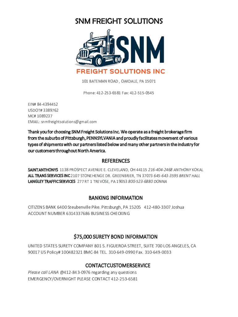 Fillable Online SNMFS-NEW-SHIPPER-PACKET.pdf - SNM Freight Solutions ...