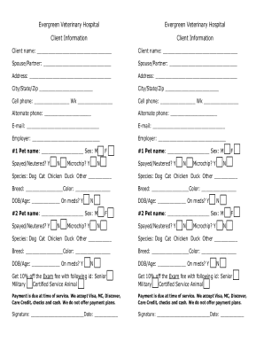 Fillable Online Client Info sheet 1-2020 Fax Email Print - pdfFiller