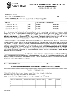 Fillable Online residential parking permit application and residence ...