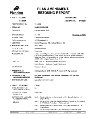 Fillable Online PLAN AMENDMENT/ REZONING REPORT Fax Email Print - pdfFiller