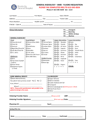 Fillable Online BONE MINERAL DENSITY REQUISITION Patient Information ...