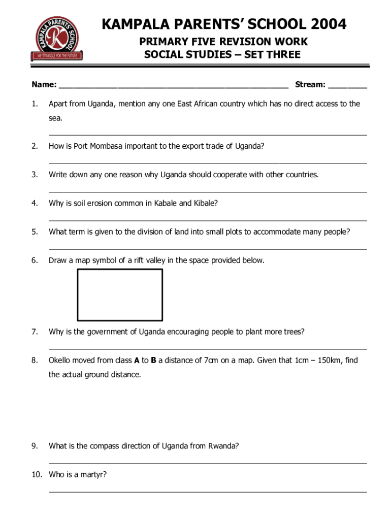 Fillable Online kampala parents' school 2004 - primary five revision ...
