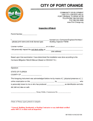 Fillable Online Inspection Affidavit - City of Port Orange Fax Email ...
