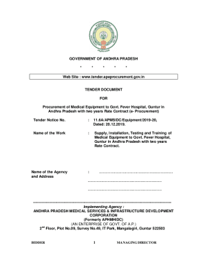 Fillable Online Tender Notice for Procurement of Medical Equipment to ...