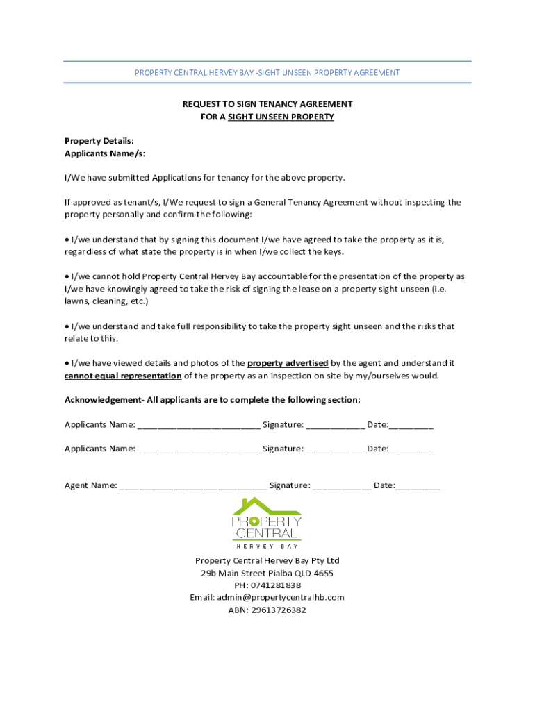 Fillable Online REQUEST TO SIGN TENANCY AGREEMENT FOR A SIGHT ... Fax ...