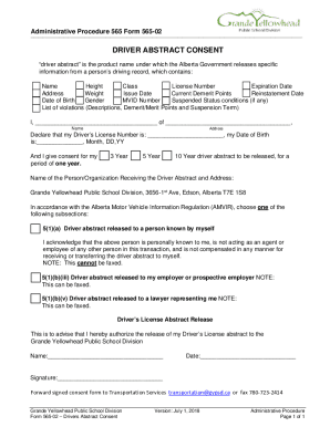 Fillable Online Driver's Abstracts: Information Sheet - Government of ...