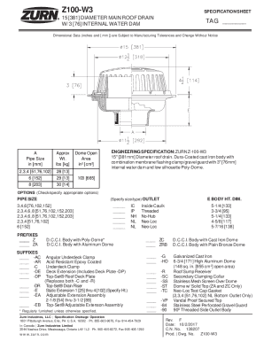 Fillable Online Zurn Z100-SS Roof Drain Stainless Mesh Screen Over Dome ...
