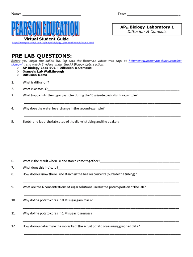 Fillable Online Investigation 4- Diffusion and Osmosis.doc - AP Biology Name Fax Email Print ...