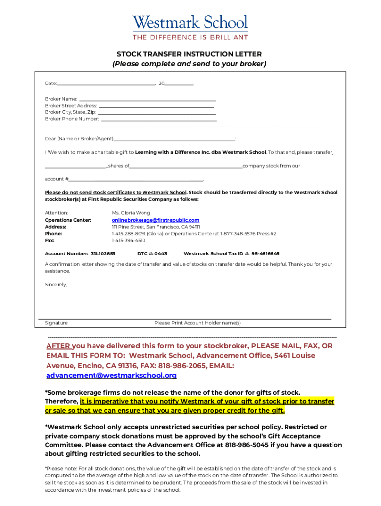 Fillable Online Sample Letter of Instruction - Veritas Academy Fax ...