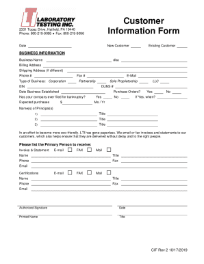 Fillable Online Customer Information Form Fax Email Print - pdfFiller