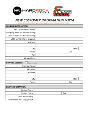 Fillable Online NEW CUSTOMER INFORMATION FORM Fax Email Print - pdfFiller