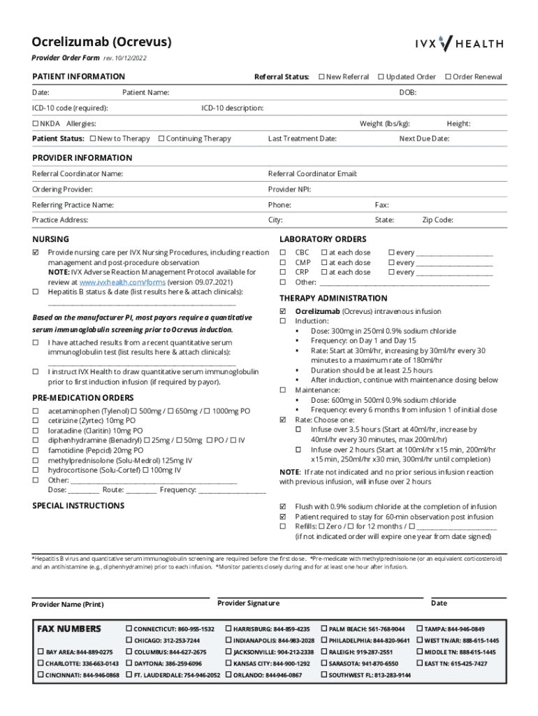 Fillable Online Ocrevus-Order-Form - IVX Health Fax Email Print - pdfFiller