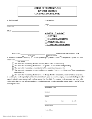 Fillable Online juvenile cuyahogacounty Motion To Modify Custody Or ...