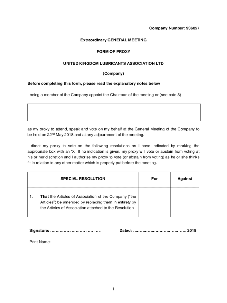 Fillable Online Proxy form for an unlisted company Fax Email Print ...