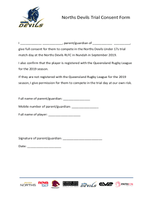 Fillable Online Norths Devils Trial Consent Form Fax Email Print ...