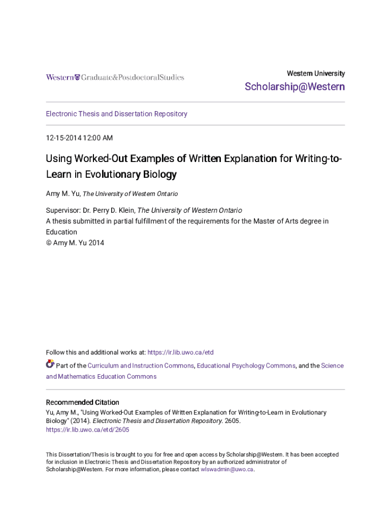 Fillable Online Using Worked-Out Examples of Written Explanation for ...