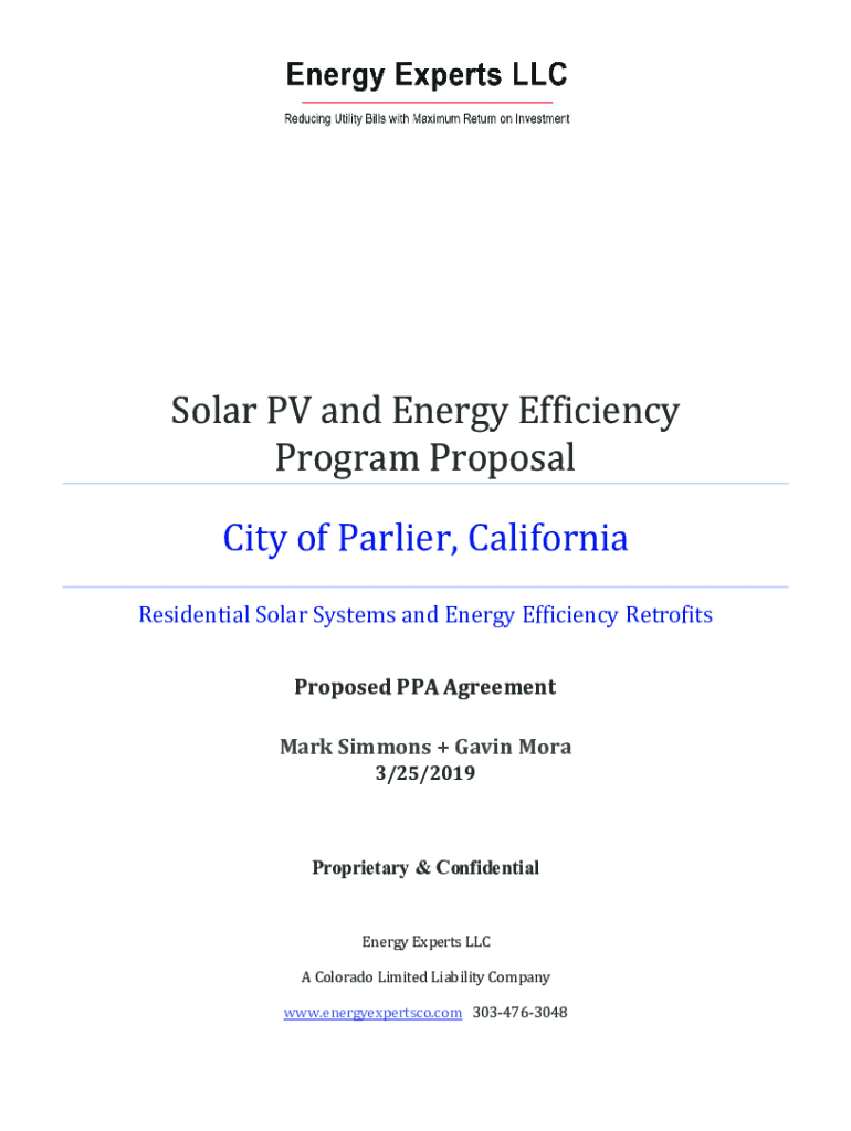 Fillable Online Solar PV and Energy EfficiencyProgram Proposal. Residential Solar Systems and ...
