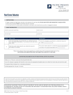 Fillable Online Real Estate Valuation Worksheet - Pacific Premier Trust ...