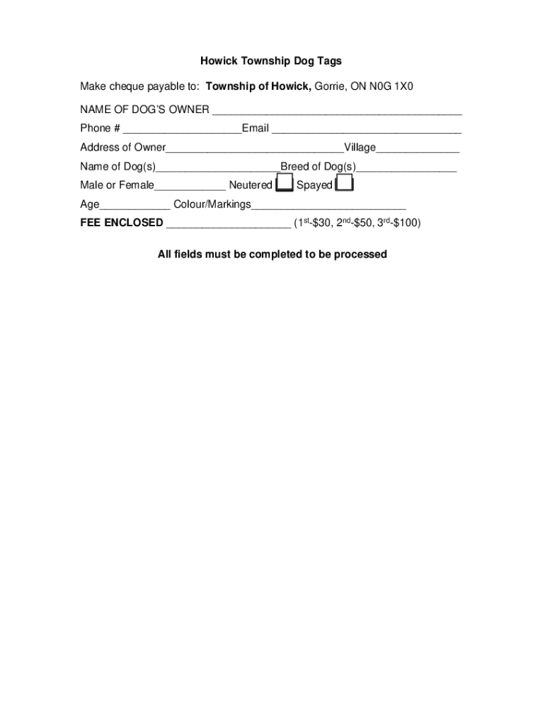 Fillable Online dog-tag-form-fillable.pdf - Township of Howick Fax ...