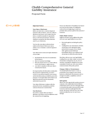 Fillable Online General Liability Proposal FormChubb Fax Email Print ...