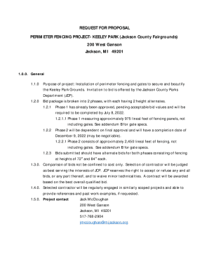Fillable Online REQUEST FOR PROPOSAL PERIMETER FENCING PROJECT ... Fax ...