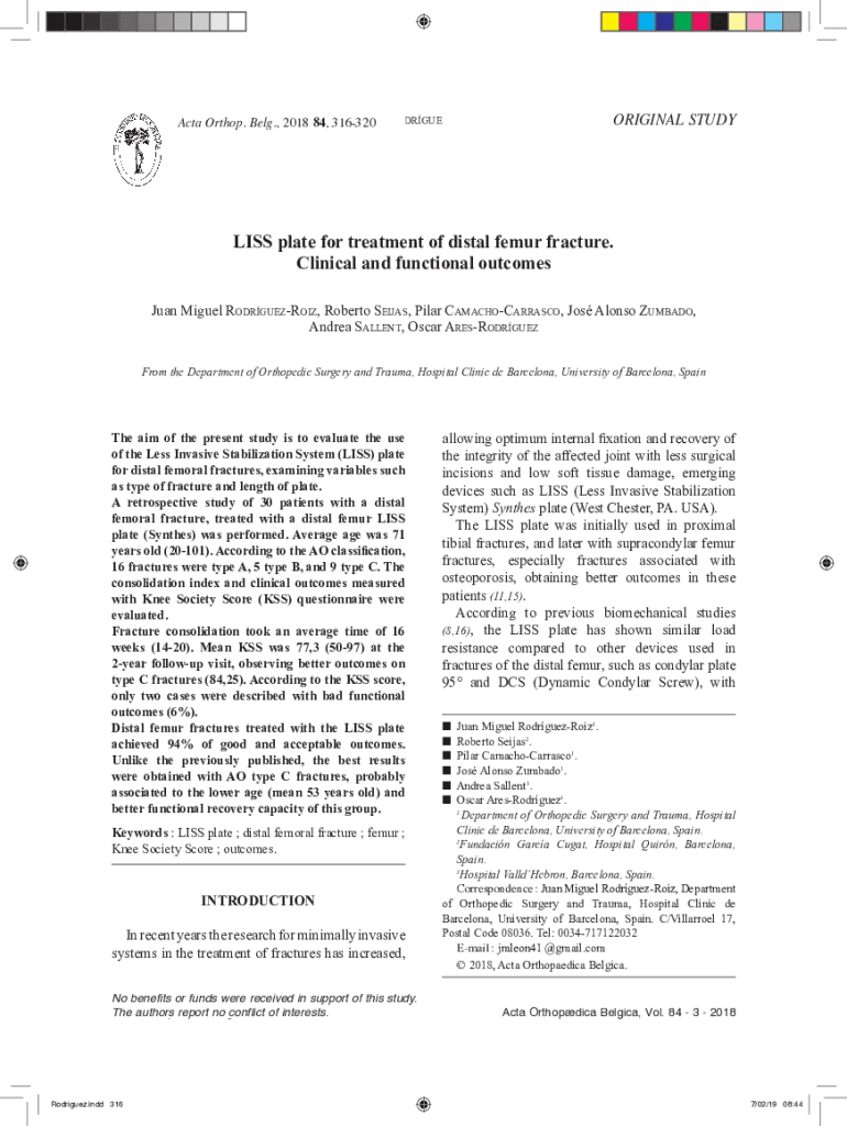 Fillable Online LISS plate for treatment of distal femur fracture ...