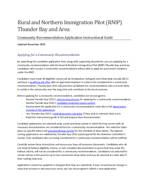 Fillable Online Rural and Northern Immigration Pilot (RNIP) Thunder Bay ...