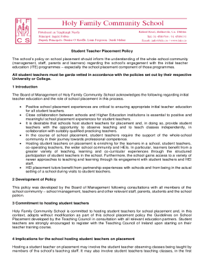 Fillable Online School Placement for Student TeachersTeaching Council ...